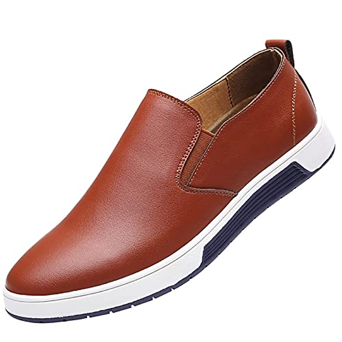 Mens Casual Shoes Sneakers Loafers Comfort Walking Shoes Business Work Office Dress Summer Leather Shoes (Brown, 8.5)