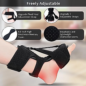 SYEYYDS Plantar Fasciitis Night Splint, Adjustable Plantar Fasciitis Relief Achilles Tendonitis Relief Foot Sagging Arch Pain Support for Women Men (Black, Large)