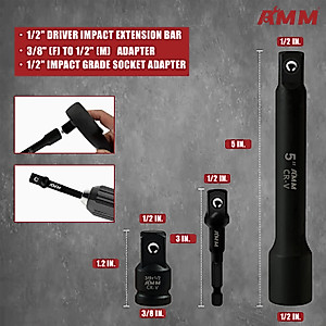 AMM 1/2" Drive Master Impact Socket Set, 24-Piece Shallow Standard SAE (7/16-Inch to 1-Inch) & Metric (13-24 mm) Sizes, Socket Assortment with Ratchet Handle，Cr-V Steel