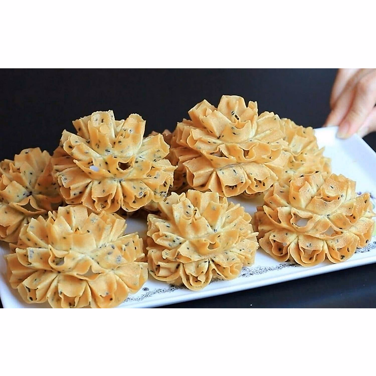 Thai Dok Jok Sesame Cookies Brass Mold Maker Crispy Biscuit Blossom Lotus Flowers Thai Sunflower Cookie 3.15" (Medium)