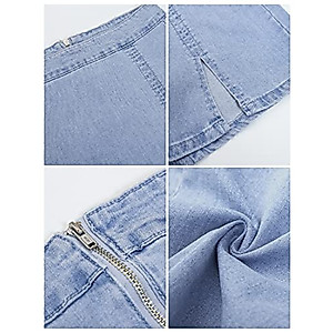 luvamia Jean Skirt for Women With Slit High Waisted Bodycon Stretch Pencil Mini Short Denim Skirts High Waisted Skirts for Women Skirt With Slit Denim Skirt Women Azure Mood Size Large Size 12 Size 14