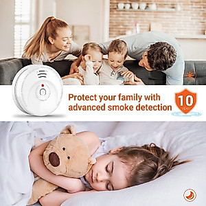 Jemay Smoke Detector, Smoke Alarm with Advanced Photoelectric Technology, Smoke Detector with Test Button and Low Battery Reminder, Fire Alarm with Battery Backup Used in Home, AW106, 6 Packs