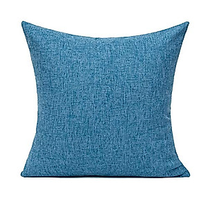 All Smiles Navy Blue Throw Pillow Covers for Outdoor Patio Furniture Deep Blue Accent Cushion Solid Burlap Pillowcases 16x16 for Sofa Couch Porch Sunbrella Set of 2