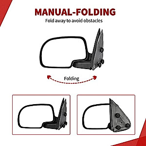 YITAMOTOR Left Driver Side Towing Mirror Compatible with Chevy GMC 99-06 Silverado Sierra (07 Classic Only), 00-06 Chevy Tahoe Suburban 1500 2500 GMC Yukon XL, Manual Folding Trailer Tow Mirror
