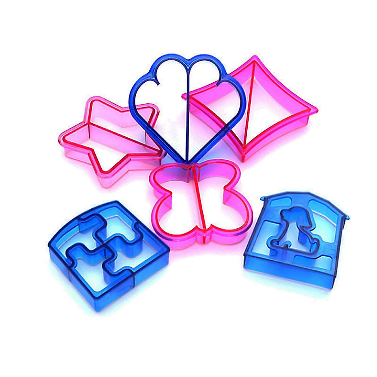 Hofumix 7pcs Sandwich Cutter Bread Cutter Shapes Cookie Cutters Crust Cutters DIY Vegetable Cutters Maker Mould for Kids Cookie with Butterfly, Dinosaur, Dog, Heart, Puzzle, Star, Square