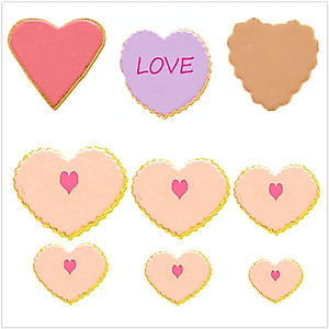 Heart Shaped Double Cut-Outs Cookie Cutter Set of 6 pcs, Stainless Steel Crinkly and Straight Edge Double Sides Fondant Cutters