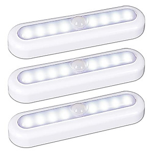 STAR-SPANGLED 3 Pack 7” Motion Sensor Lights Indoor Battery Operated, Stick on LED Light for Closet, Stairs, Under Cabinet, Cool White