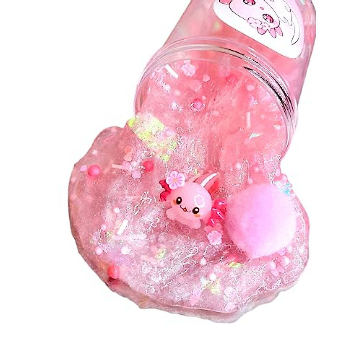 Pinky The Axolotl Handmade Clear Pigment Slime 4oz-Hoshimi Slimes