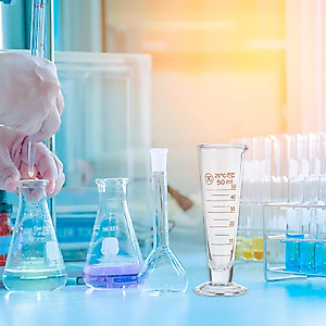 Lab Graduated Measuring Cup, Cup With Spout Wide Mouth Glass Beaker Liquid Dispenser Measuring Cylinder Experiment Tool for Science