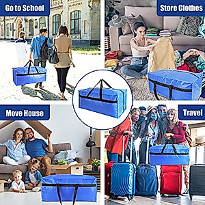 Fixwal Heavy Duty Extra Large Moving Bags Storage Bags Totes with Backpack Straps Strong Handles & Zippers Clothes Moving Supplies Packing Bags for Space Saving (Blue 6 Pack)
