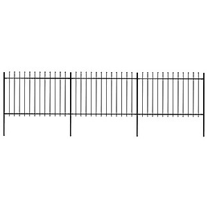 Garden Fence with Spear Top,Decorative Garden Fence,Security Palisade Fence,Practical Barrier Wall,Landscape Boundary Fence,Fencing for Yard,Steel 200.8"x47.2" Black