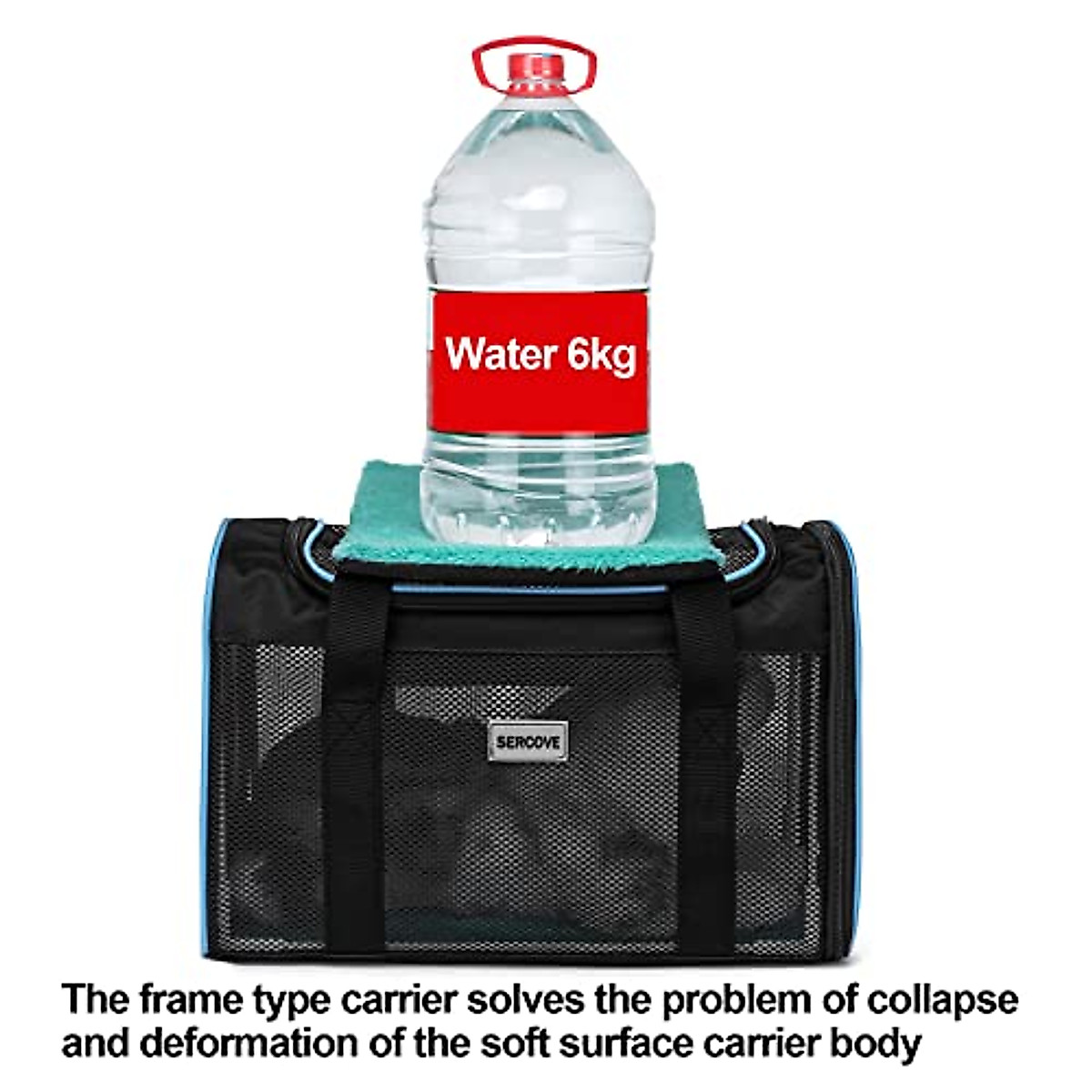 SERCOVE Frame Soft Surface pet Carrier, cat, Dog and Rabbit Transport Carrier, Airline-Approved pet Transport Carrier, Carrier Non-Collapse Deformation and Safety Special Zipper Hook Design.
