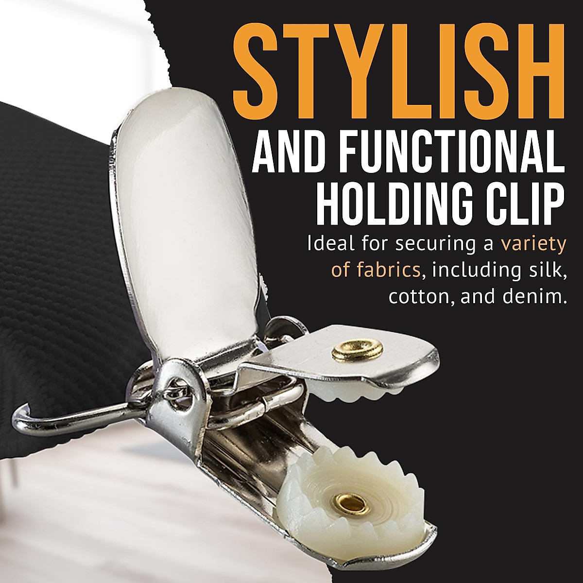 Hold’Em 3/4" Polished Nickel Plated Clips with SECURE PRONG TO ENSURE MAXIMUM HOLD Perfect For Making Mitten, Suspenders-5PC 3/4