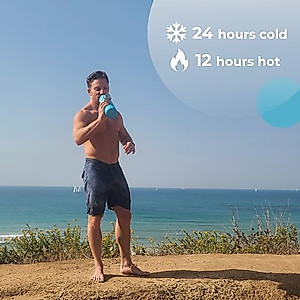 Stainless Steel Insulated Metal Water Bottle Thermos, Double Vaccum, Leak Proof, 32 oz, Blue, Durable Thermal Coffee & Tea Flask with Temperature Retention, 24hr Cold 12hr Hot Canteen by Turtle Brand