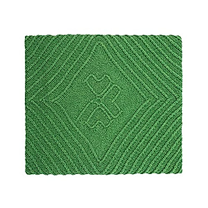 SAOL Irish Throw with Shamrock - 100% Merino Wool Aran Couch Blanket 48'' x 68'' (122 x 173 cm) (Green)