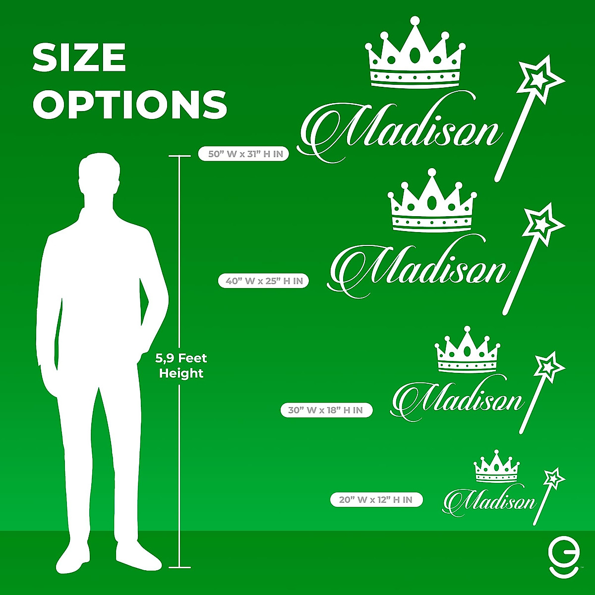 EGD Multiple Font Custom Name with Crown and Scepter Princess Wall Decals I Personalized Wall Decor for Girl Bedroom I Elegant Decor I Multiple Elements Options for Customization