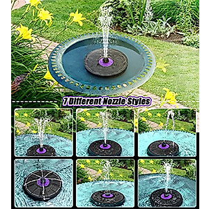 SZMP Solar Fountain 3.5W Bird Bath Fountains with Flower 2024 Upgraded Glass Panel, Solar Powered Water Fountain with 7 Nozzle & 4 Fixer, Solar Fountain Pump for Bird Bath, Garden, Pond, Pool (Black)