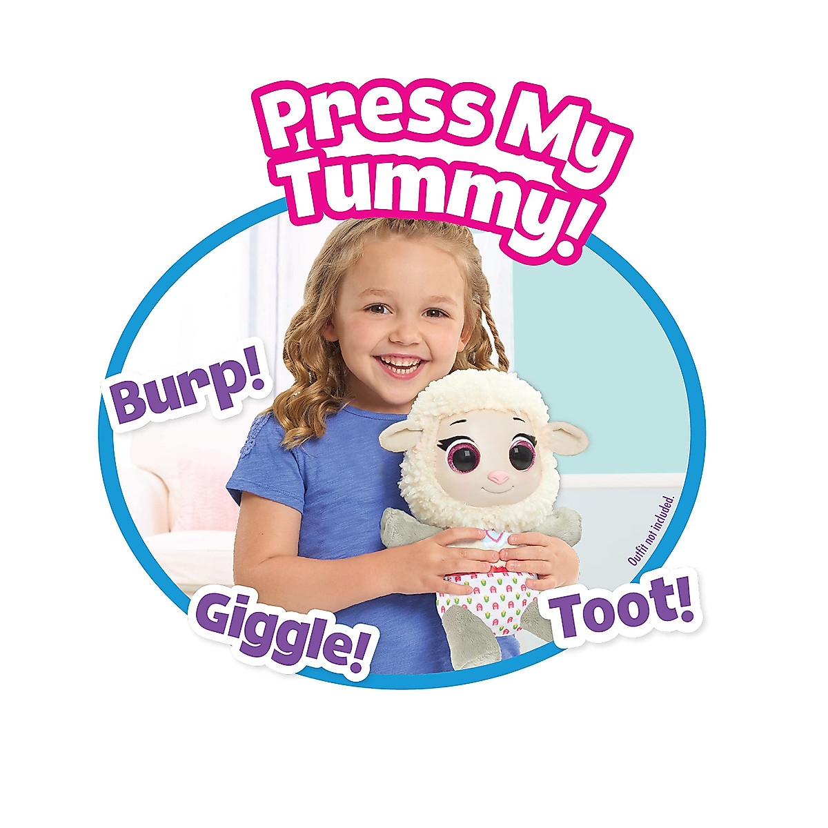 Disney Jr T.O.T.S. Tickle & Toot Baby Sheera the Sheep , 10-inch feature plush, Officially Licensed Kids Toys for Ages 3 Up by Just Play
