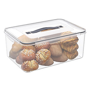 Xyskin 4 Packs 15 L Airtight Food Storage Containers Set with Handle Lid, Plastic BPA-Free Rectangle Bread Container for Home Kitchen, Leak Proof