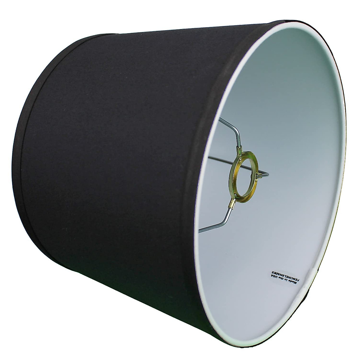 FenchelShades.com Drum Lampshade 9" Top Diameter x 10" Bottom Diameter x 7.5" Slant Height with 6" Drop Slip Uno Attachment (Linen Black)