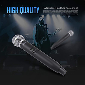 D Debra UHF 4-Channel Wireless Microphone System with 4 Cordless Mics, Auto Connect - 300ft Long Transmission Stable Signal for Karaoke, Parties, Church, Wedding (D-440,4 Handheld)