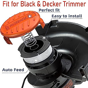 BEIIMPKLU AF-100 String Trimmer Spool Replacement for Black and Decker AF-100-3ZP AF-100-BKP,30ft 0.065", Autofeed Replacement Trimmer Line for Black and Decker Weed Eater(5 Spools, 1 Cap,1 Spring)