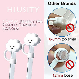 7Pcs 10MM Straw Covers Cap Toppers for Stanley Cup 40&30 Oz, Cute Cloud Straw Caps for Stanley Tumbler with Handle, Silicone Straw Dispenser, Straw Tip Covers for Stanley Cups Accessories