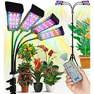 Everlasting Comfort Grow Lights for Indoor Plants Full Spectrum - LED Grow Light (4 Lamps), 3-18 Hour Timer, Adjustable 63" Tripod, Indoor Grow Lights for House Plants, Plant Light for Seed Starting
