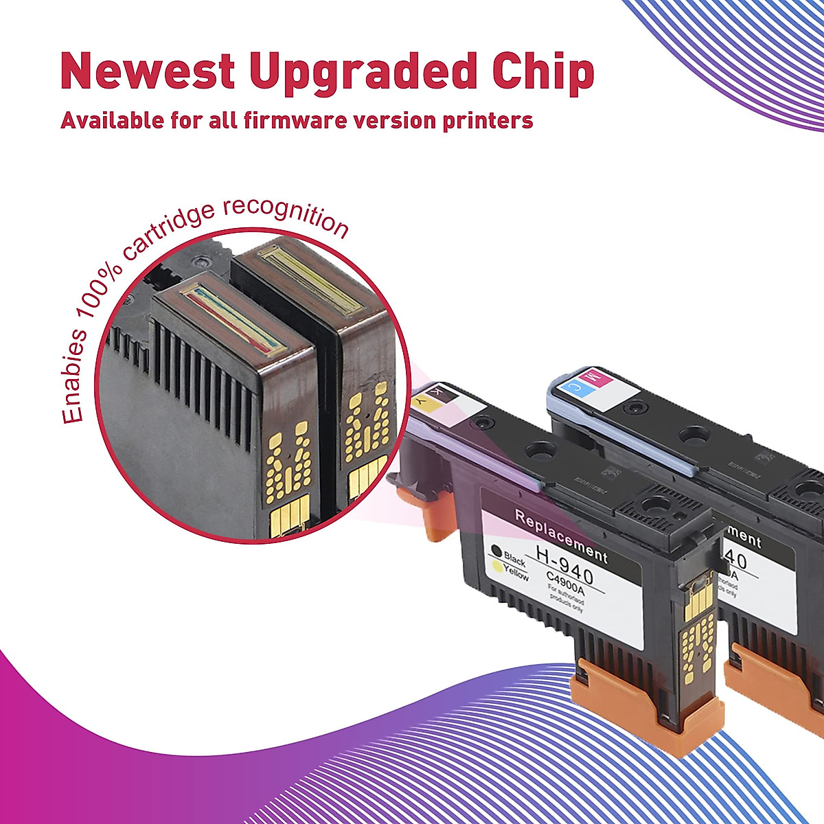 HOTCOLOR 8500 printhead Replacement for HP 940 Printhead C4900a and C4901a Printheads for HP 8500A Officejet pro 8000 8500 8500A Plus 8500A Premium 8500 Printhead (Black/Yellow Cyan/Magenta 2PK)