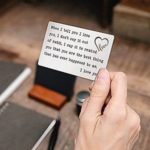 Anniversary Valentine's Day Birthday Cards Gifts for Husband Boyfriend, Engraved Wallet Insert Card Gift for Him Men Hubby, Deployment Long Distance Relationship Love Gifts From Wife (LC - 13)