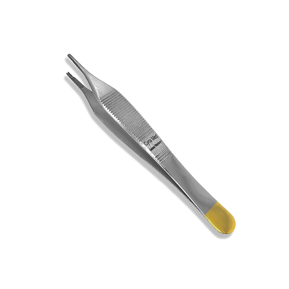 Cynamed T/C Adson Plastic Surgery Forceps 4.75" Straight Fine Point with Tungsten Carbide Inserts Surgical Veterinary Instruments with Gold Handle (9X9 Teeth, Adson Brown Forceps, TC)
