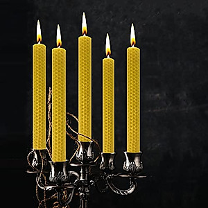 100% Pure Beeswax Taper Candles, 8 Pack 8 Inch Smokeless Dripless Wax Candles, Handmade Beeswax Candle for Home Gift Ideas, Chrismas Candles, Halloween Candles for Decoration (Classical-4 Pair)