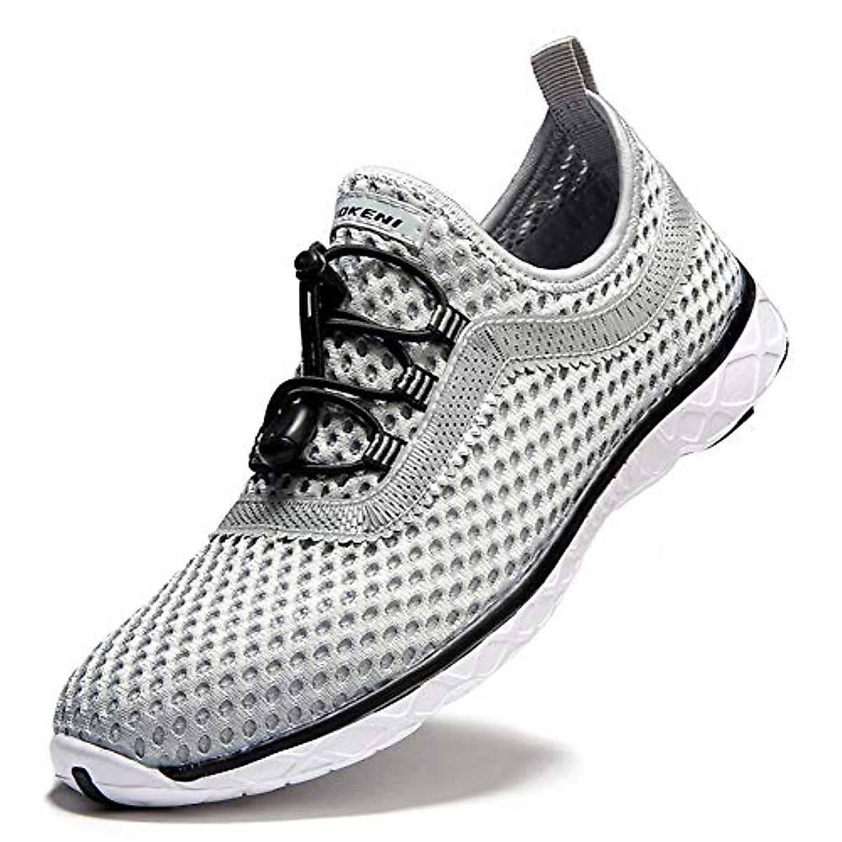 SUOKENI Women's Quick Drying Slip On Water Shoes for Beach or Water Sports Ultralight Walking Shoes LightGray,Size:US 8.5/EU 39
