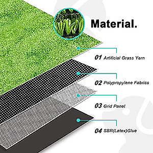 LVBAO Artificial Grass Turf 3FTX10FT (30 Square FT) Runner Rug Synthetic Grass Pet Carpet 0.5" Pile Height for Outside Patio Garden Lawn Balcony Landscape Dog