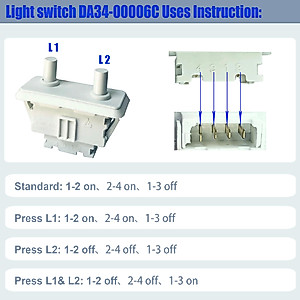 DTAIR DA34-00006C Refrigerator Door Switch Replacement for Samsung Refrigerator DA34-00006D DA34-00048A AP4136952 PS4138718