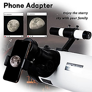 ESSENWI 114EQ Reflector Telescope for Adult Astronomy Beginners - Comes with 3 Eyepieces, 3X Barlow Lens, Moon Filter, and Phone Adapter