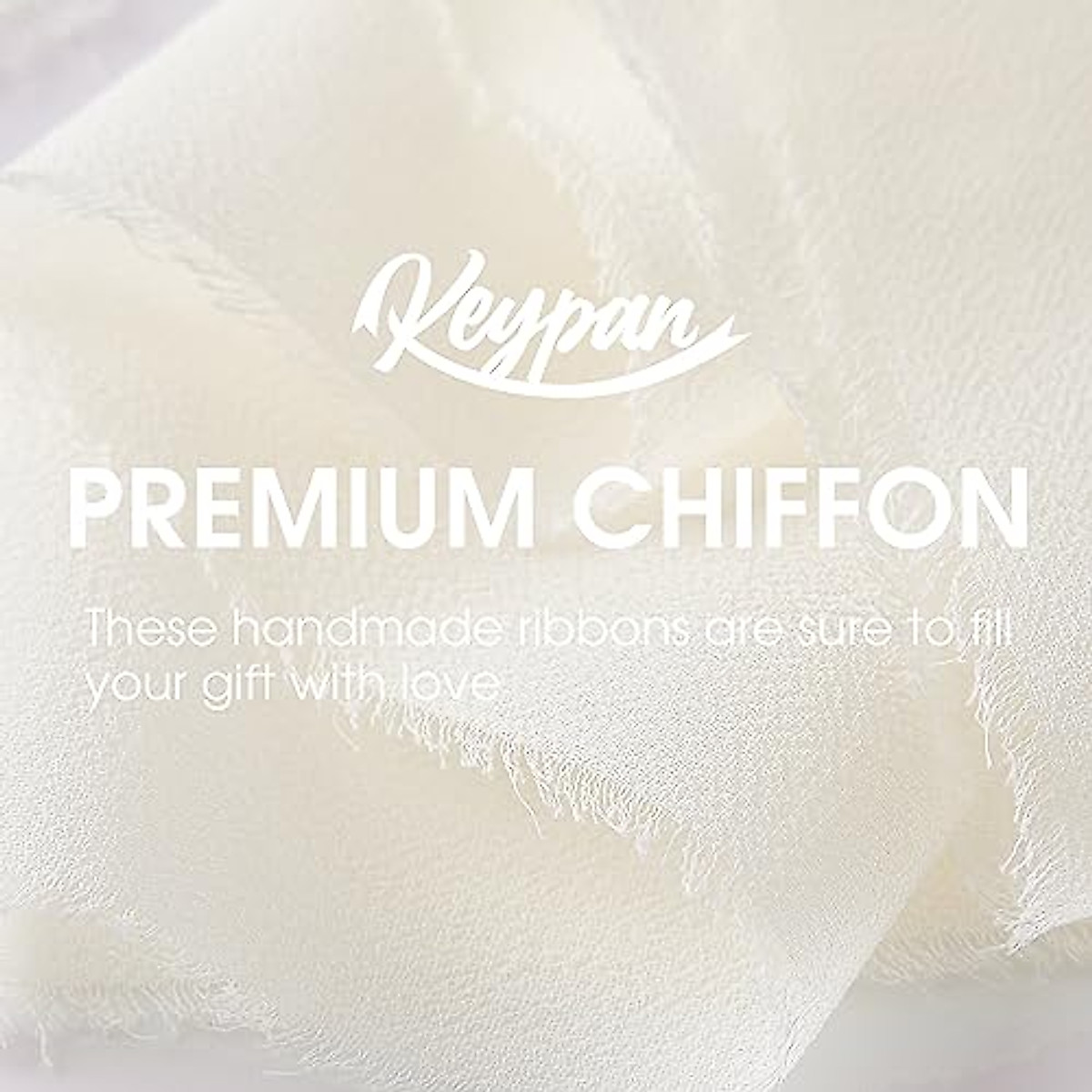 Keypan Chiffon Ribbon Ivory Silk 1" 1.5" 2" x 7Yd Set Handmade Fringe Wedding Ribbons for Gift Wrapping Bridal Flower Bouquet Baby Shower