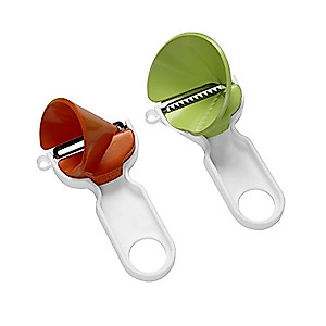 Kuhn Rikon Click-N-Curl Spiralizer Set with Swiss & Julienne Peelers, White/Orange/Green