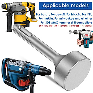 SDS Plus Ground Rod Driver, Heavy Duty Forged Steel Drill Bit Rotary Hammer Compatible with All Drills 85mm Grounding Driver Wear, Resistant Wide Compatibility Bits Socket (Flat)