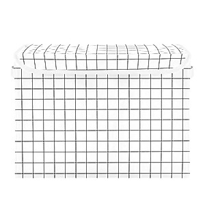 Kigai Storage Basket White Grid Storage Boxes with Lids and Handle, Large Storage Cube Bin Collapsible for Shelves Closet Bedroom Living Room, 16.5x12.6x11.8 In