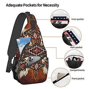 Cute Native American Sling Bag Crossbody Chest Daypack Casual Backpack American Indian Shoulder Bags for Women Men