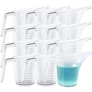 WUWEOT 12 Pack Measuring Funnel Pitcher, 33OZ Easy Pour Measuring Cup with Long Spout for Soap Cakes Making, Filling Muffin Pans, Bakeware Molds, Oils, Fluids (1000ml)