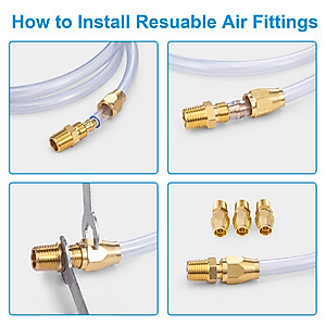 Breezliy Premium Solid Brass 4PCS Reusable Replacement Fitting For 1/4-Inch ID Hose,1/4-Inch NPT Rigid