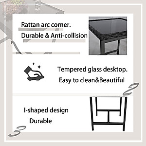 wallowsun 3 Pieces Outdoor Rocking Bistro Set,Patio Conversation Set w Thick Cushions and Glass-Top Table for Poolside Patio Garden(Blue)