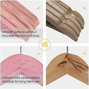 ELONG HOME American Red Cedar Hangers 20 Pack, Wooden Suit Hangers with 360° Swivel Hook, Smooth Surface Slim Cedar Wood Coat Hangers, Great for Refresh Closet