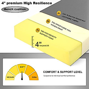 Millsilo Bench Cushion for Indoor Outdoor Furniture, Non-Slip Window Seat Cushions,Piano Shoe Storage Bench Pads, Water Repellent Picnic Kitchen Dining Long Chair Cushion 36x14x4inch Dark Grey