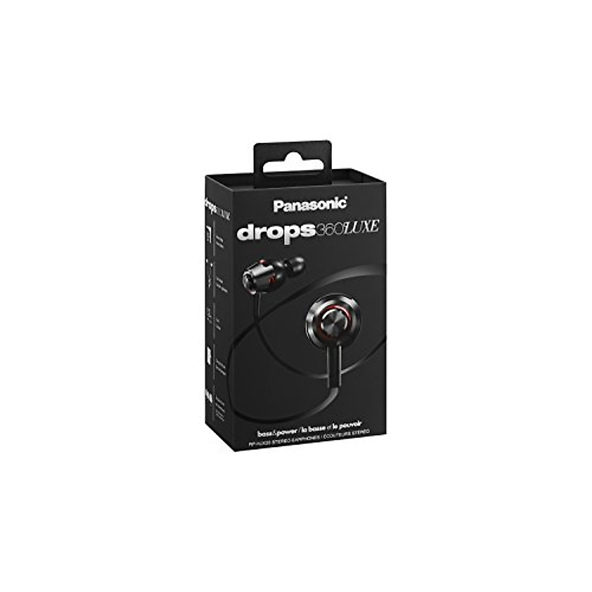 Panasonic drops360°LUXE Premium In-Ear Stereo Headphones RP-HJX20-K (Black and Silver) Powerful Bass, with Travel Case