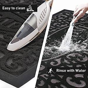 OEMATS Welcome Front Door Mat,Extra Durable,Non-Slip Rubber Floor Mats, Waterproof, Easy Clean Mats for Home Entrance, Garage, Patio,18x30,Black