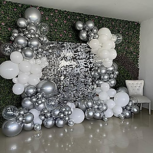 HOUSE OF PARTY Silver Shimmer Wall Backdrop -36 Panels Square Sequin Shimmer Backdrop for Birthday Wedding Anniversary Engagement Baby Shower & Bachelorette Decorations Party