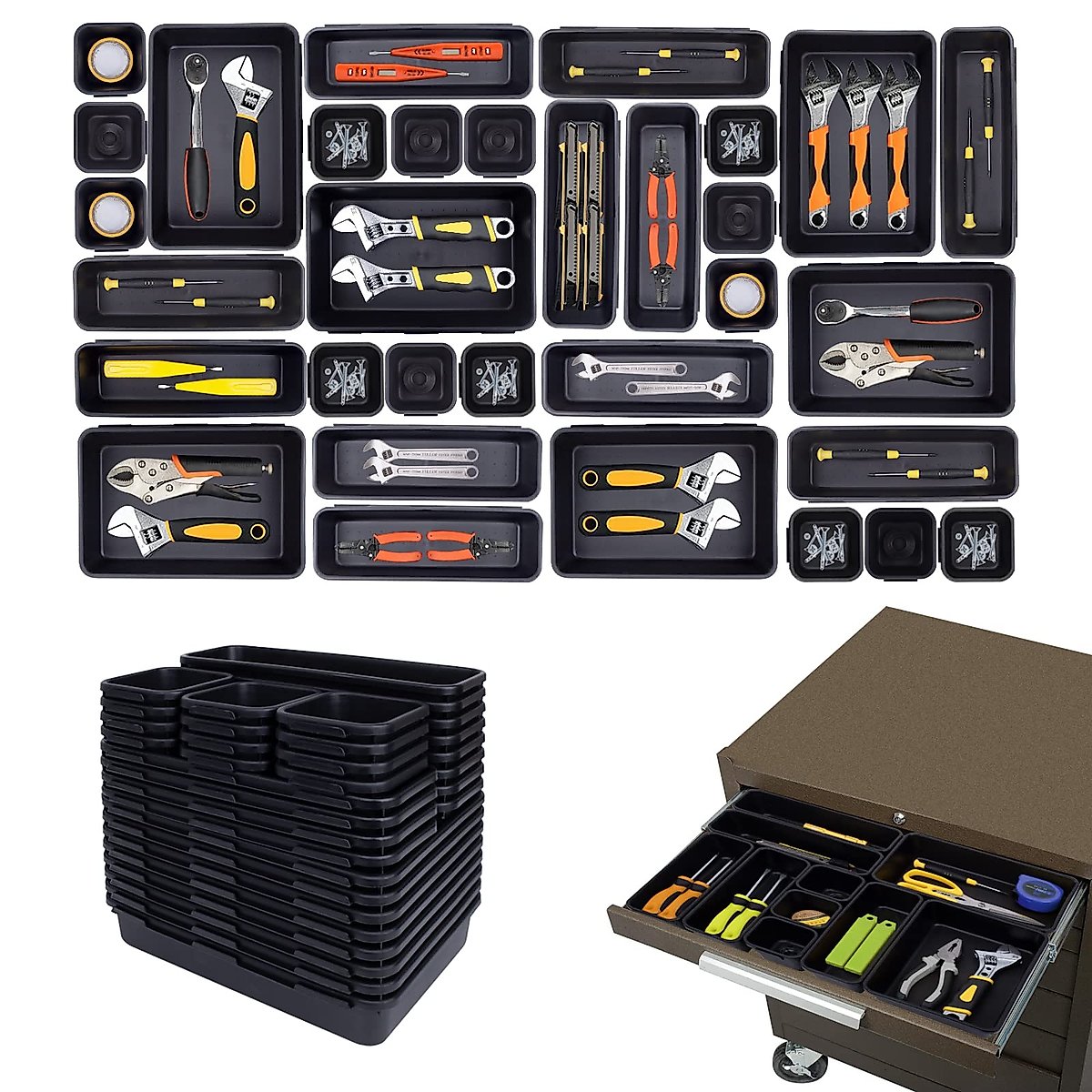AUTSCA 32-Pack Tool Box Organizer and Storage,Workbench and Cabinets,Tool Organizers Tool Tray Divider, Toolbox Accessories,Toolbox drawer organizer set for drawer cabinet parts hardware box storage